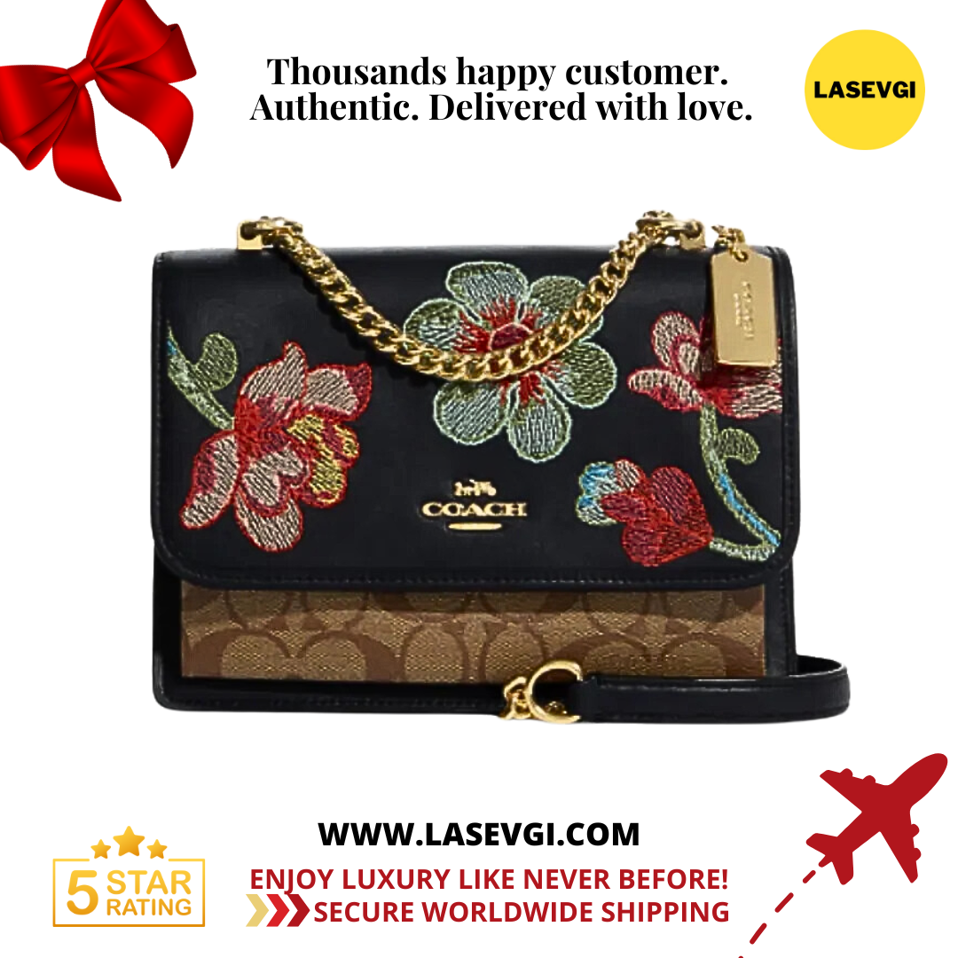 COACH Klare Crossbody in Signature Canvas with Floral Embroidery in Bl ...